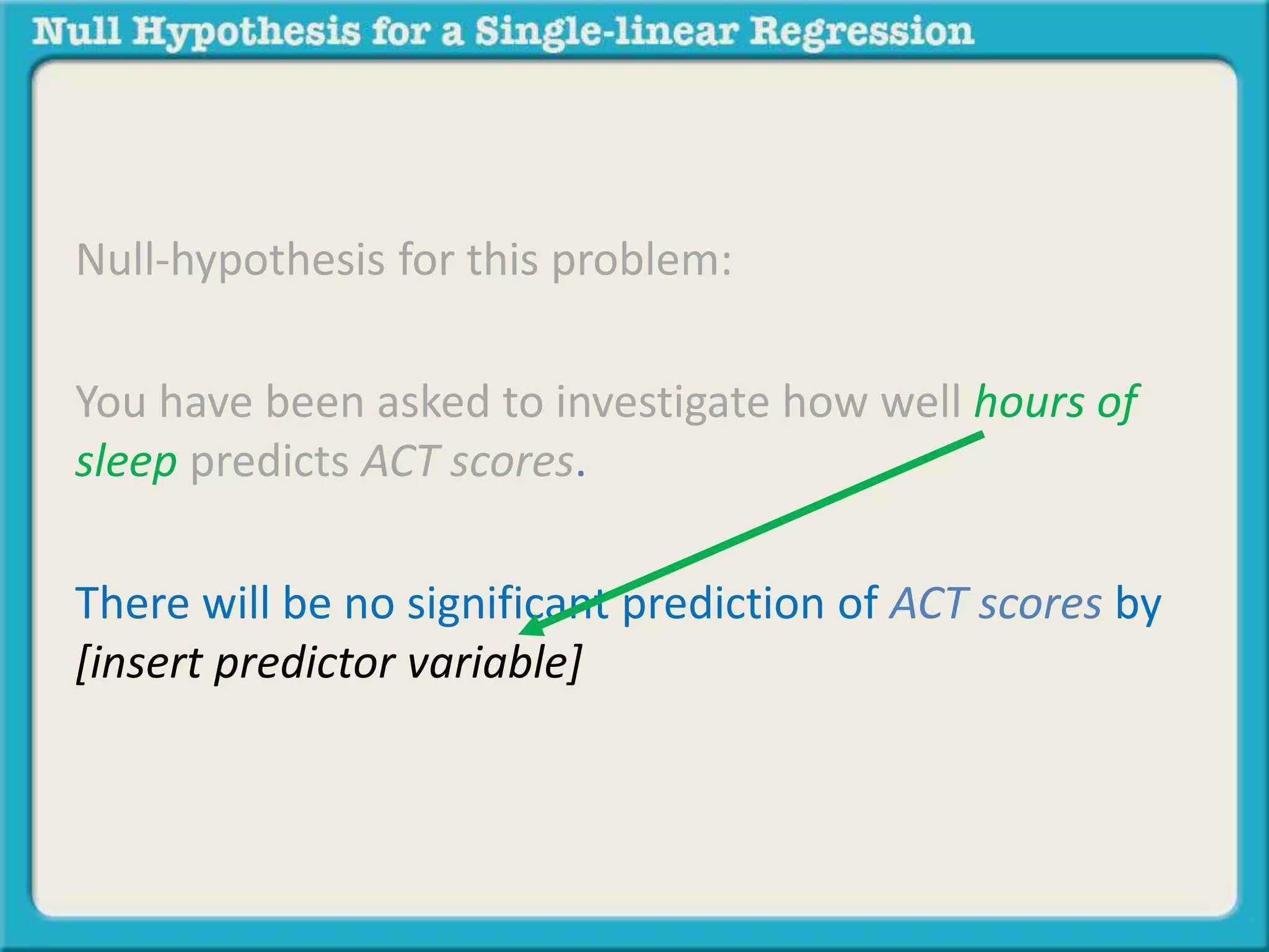 Null hypothesis for single linear regression | PPTX