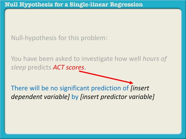 Null hypothesis for single linear regression | PPTX