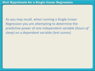 Null hypothesis for single linear regression | PPT