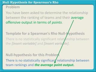 Null hypothesis for spearmans rho | PPTX