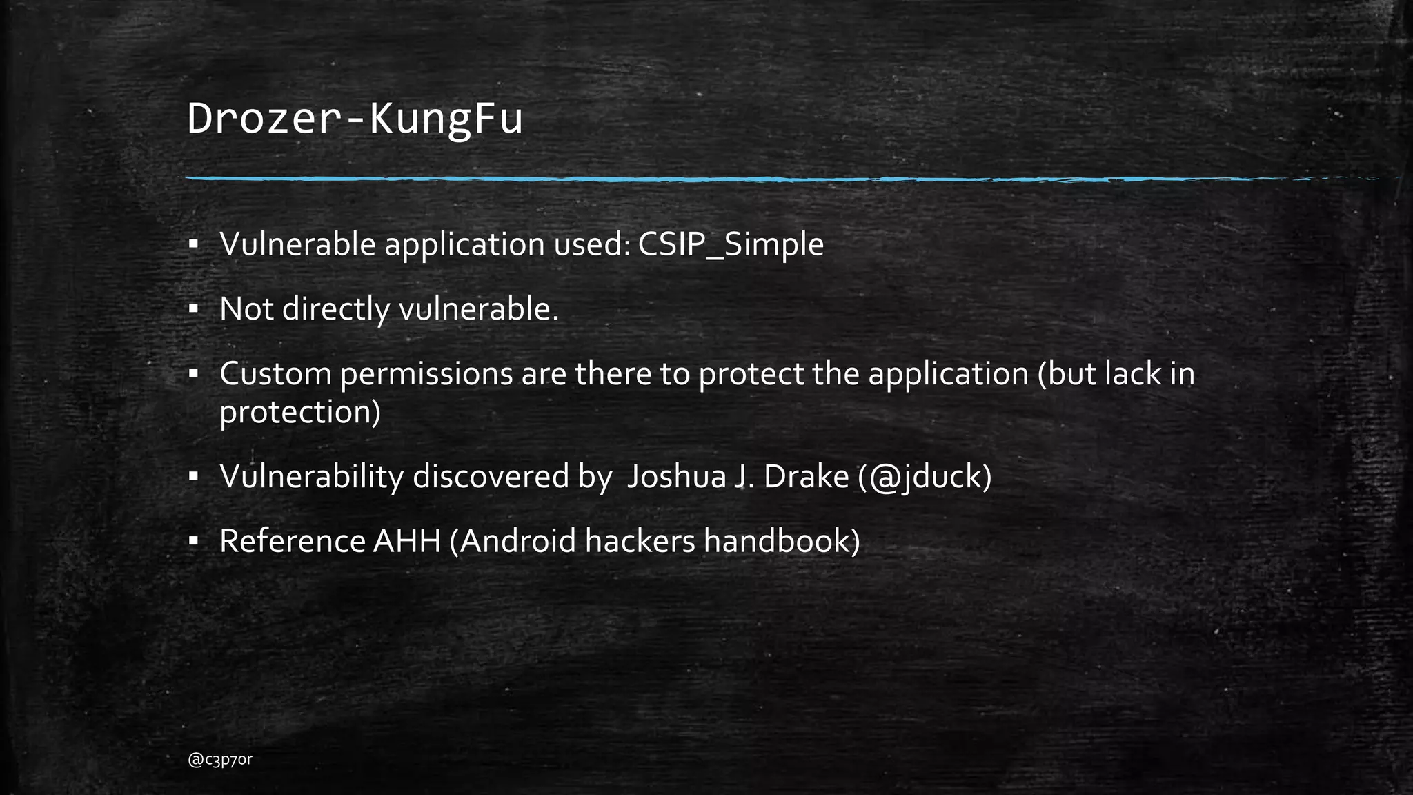 Drozer - An Android Application Security Tool | PPTX