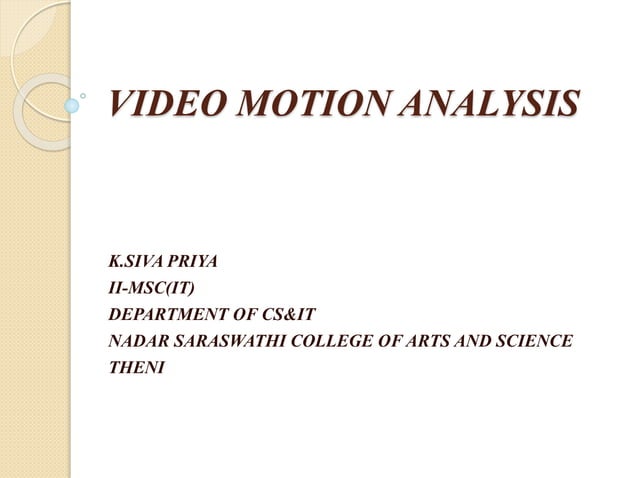 video motion analysis | PPT