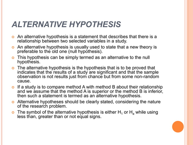 NULL AND ALTERNATIVE HYPOTHESIS.pptx | Physics | Science