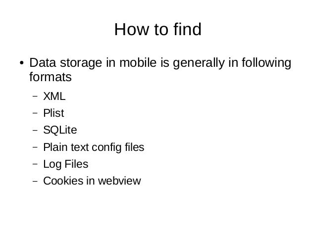 Owasp Mobile Risk M2 : Insecure Data Storage : null/OWASP/G4H Bangalo…