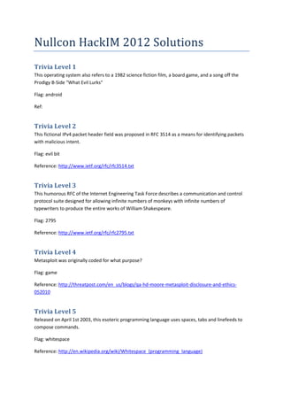 Nullcon HackIM 2012 Solutions | PDF