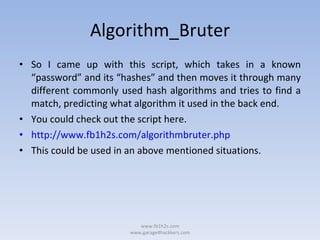 Salt Cryptography & Cracking Salted Hashes by fb1h2s | PPT