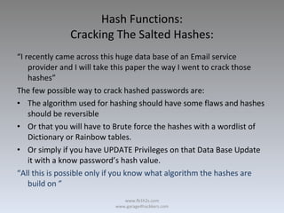 Salt Cryptography & Cracking Salted Hashes by fb1h2s | PPT