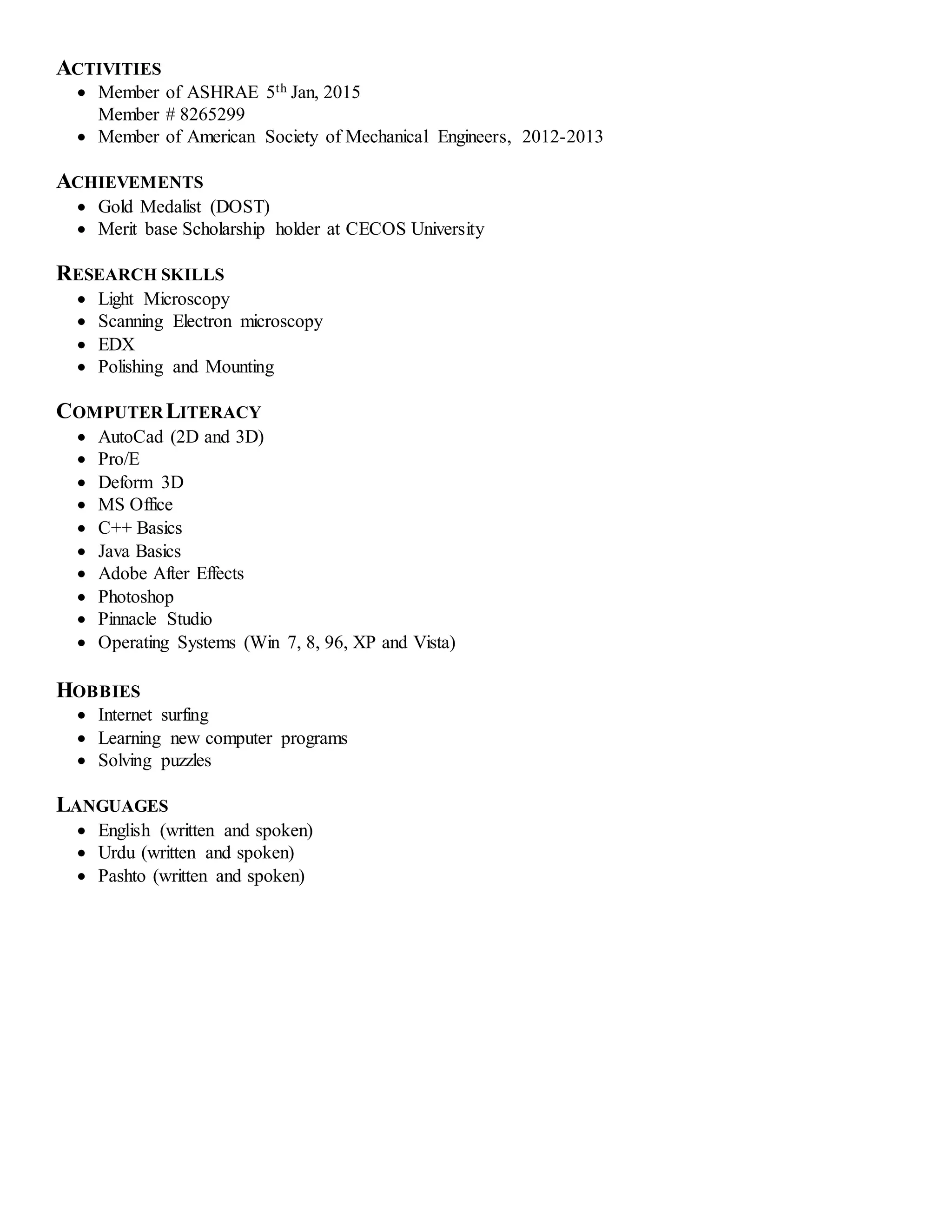 Numan habib cv | PDF