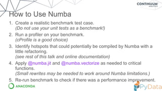 Numba: Flexible analytics written in Python with machine-code speeds and avoiding the GIL ...