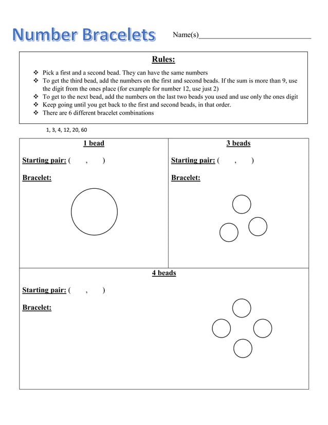 Number bracelets | PDF