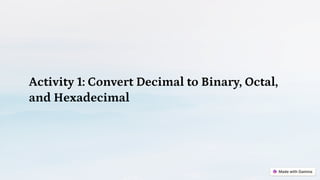 Number-Systems-and-Conversion(Decimal and Binary System) | PDF
