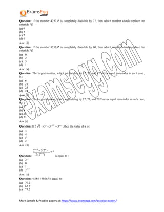 Basic Number Theory Questions for Practice by Examsegg | PDF