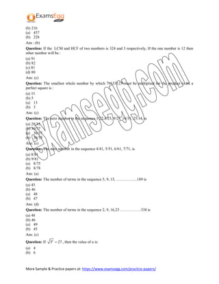 Basic Number Theory Questions for Practice by Examsegg | PDF