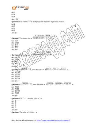 Basic Number Theory Questions for Practice by Examsegg | PDF