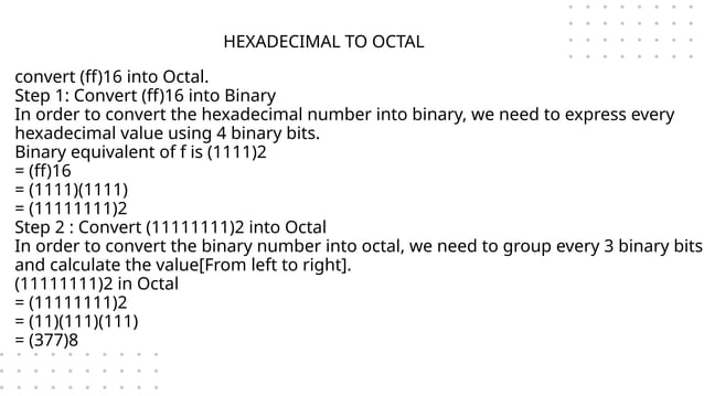 Number conversion between Radix Systems.pptx | Computing | Technology ...
