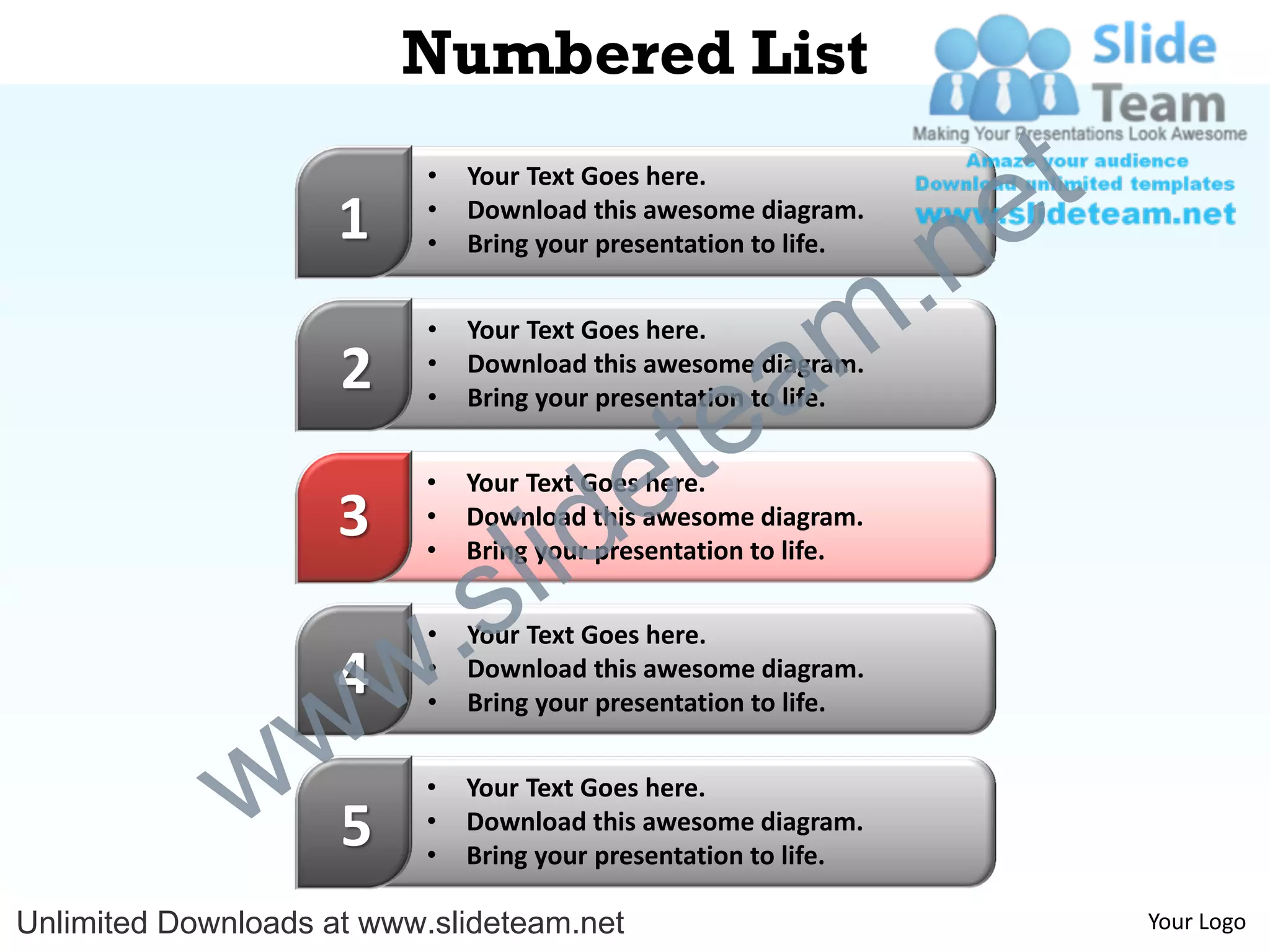 Numbered list powerpoint slides presentation diagrams templates | PDF