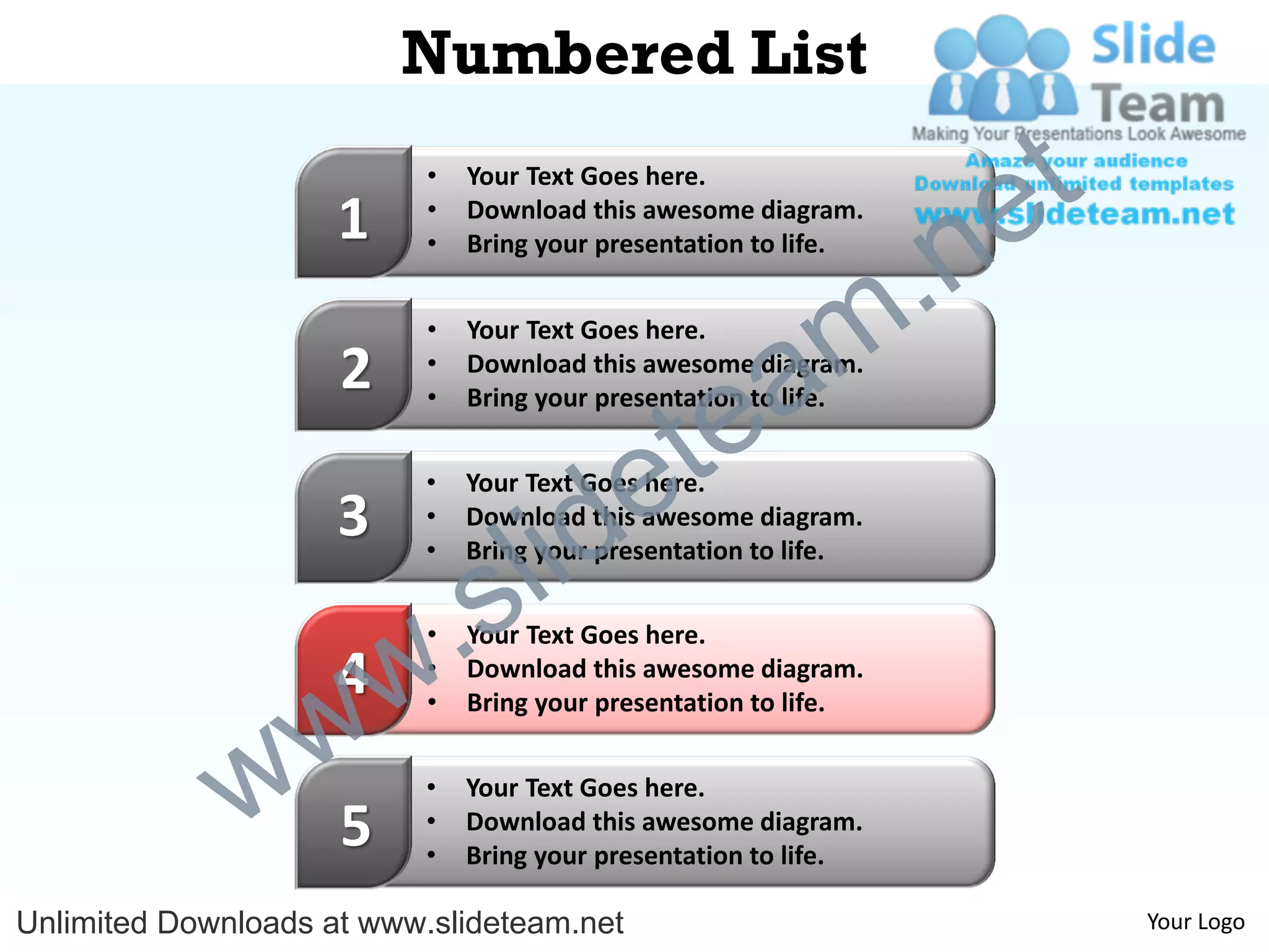 Numbered list powerpoint slides presentation diagrams templates | PDF
