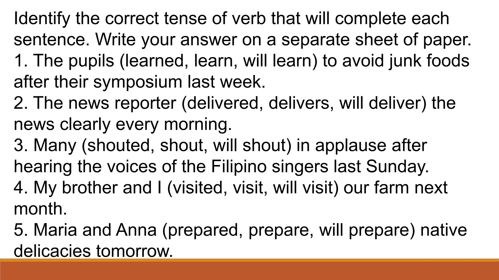 Identifying Tenses of Verbs a Lesson in English | PPTX