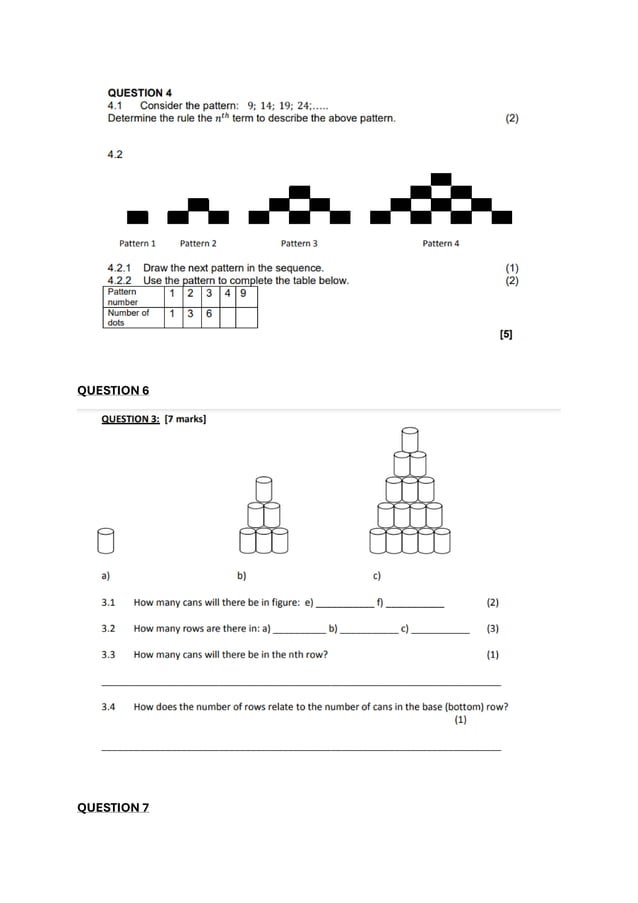 GRADE 8 MATHEMATICS NUMBER PATTERNS PRACTICE QUESTIONS.pdf