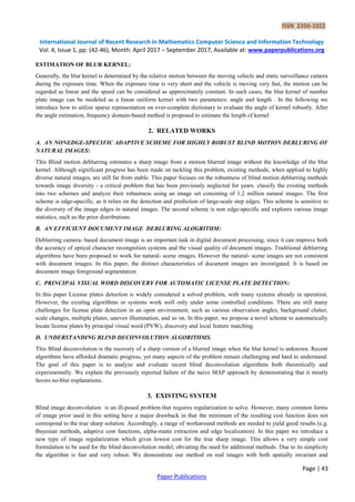 NUMBER PLATE IMAGE DETECTION FOR FAST MOTION VEHICLES USING BLUR KERNEL ESTIMATION AND ANN | PDF