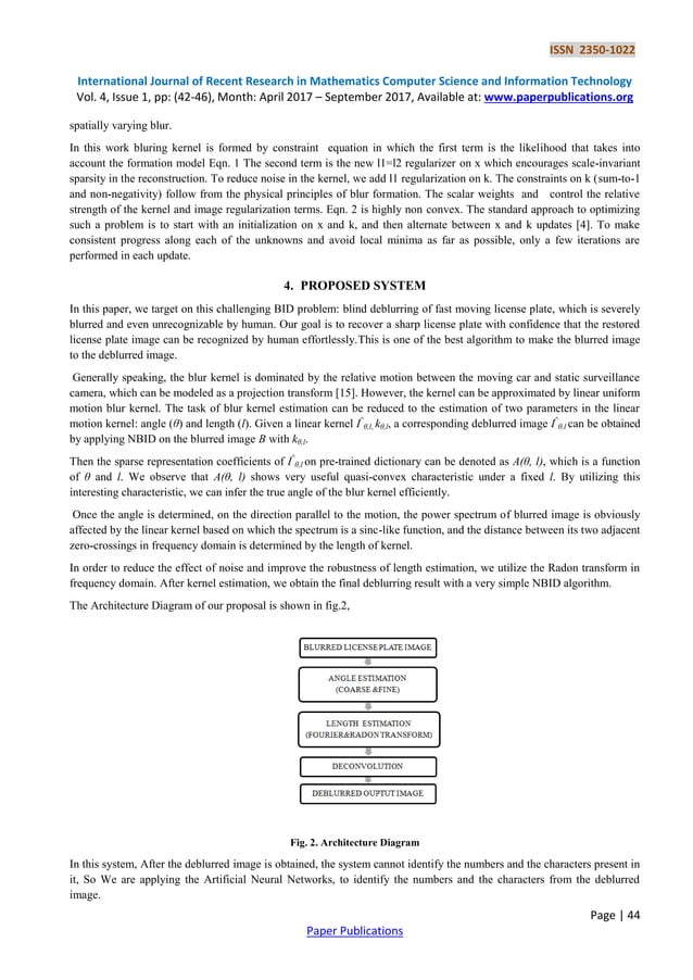 Number Plate Image Detection For Fast Motion Vehicles Using Blur Kernel Estimation And Ann Pdf