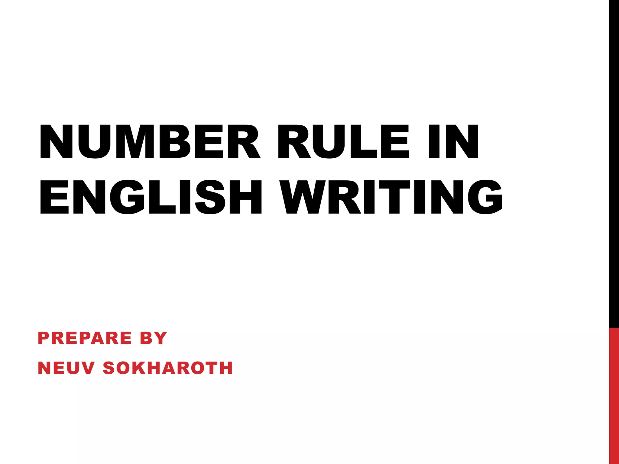 Number rule in english writing | PPT
