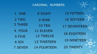 Cardinal and Ordinal Numbers | PPTX