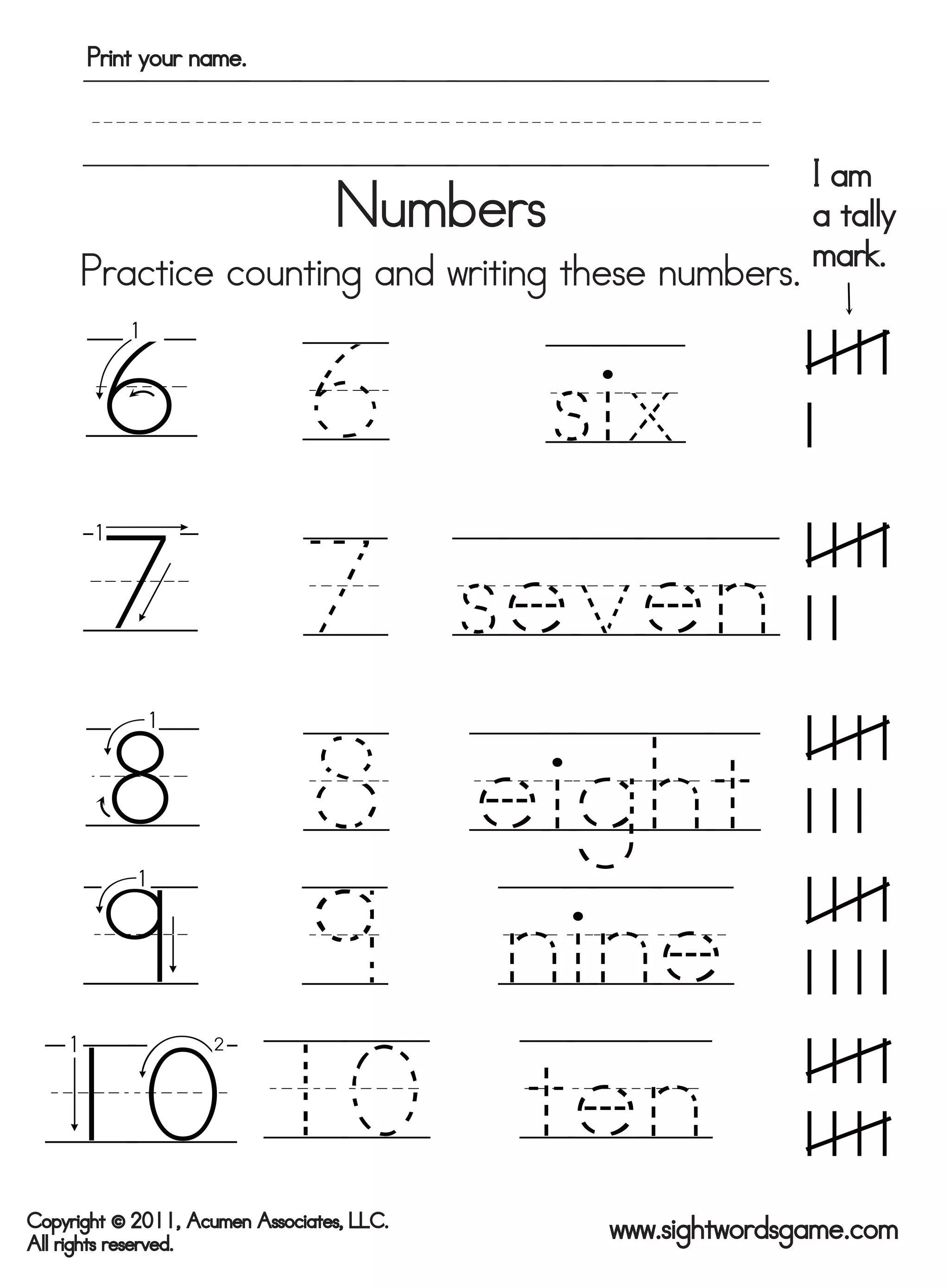 Numbers 6-10-pic | PDF