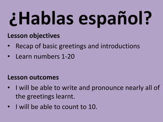 Numbers Spanish | PPTX