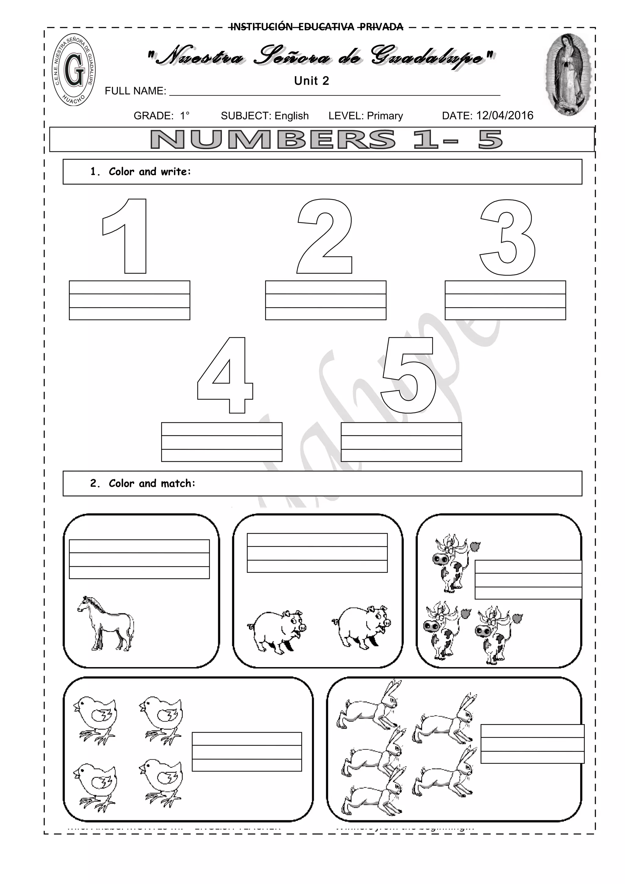 Numbers 1 5 | PDF