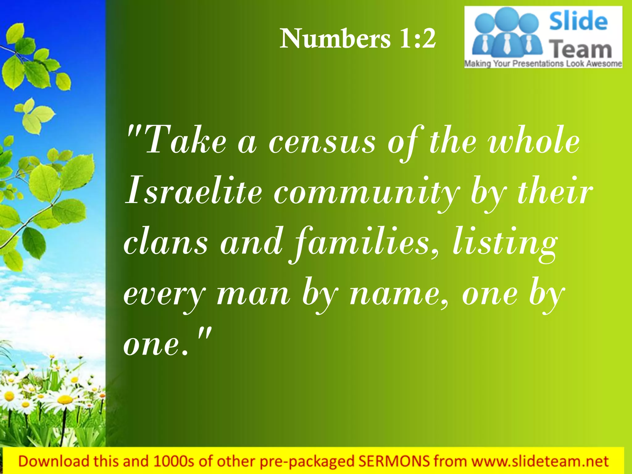 Numbers 1 2 the whole israelite community power point church sermon | PDF