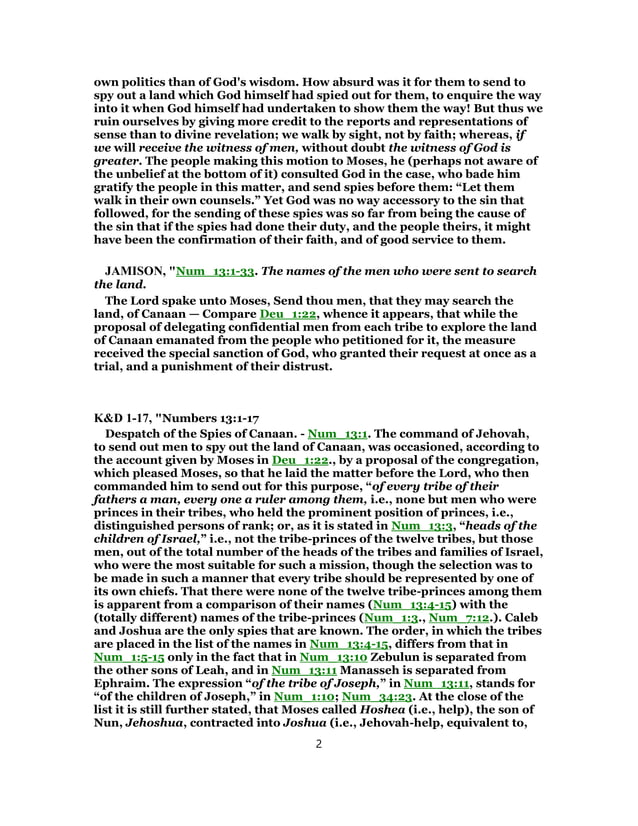 Numbers 13 commentary | PDF