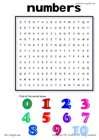 Numbers1 wordsearch | PDF