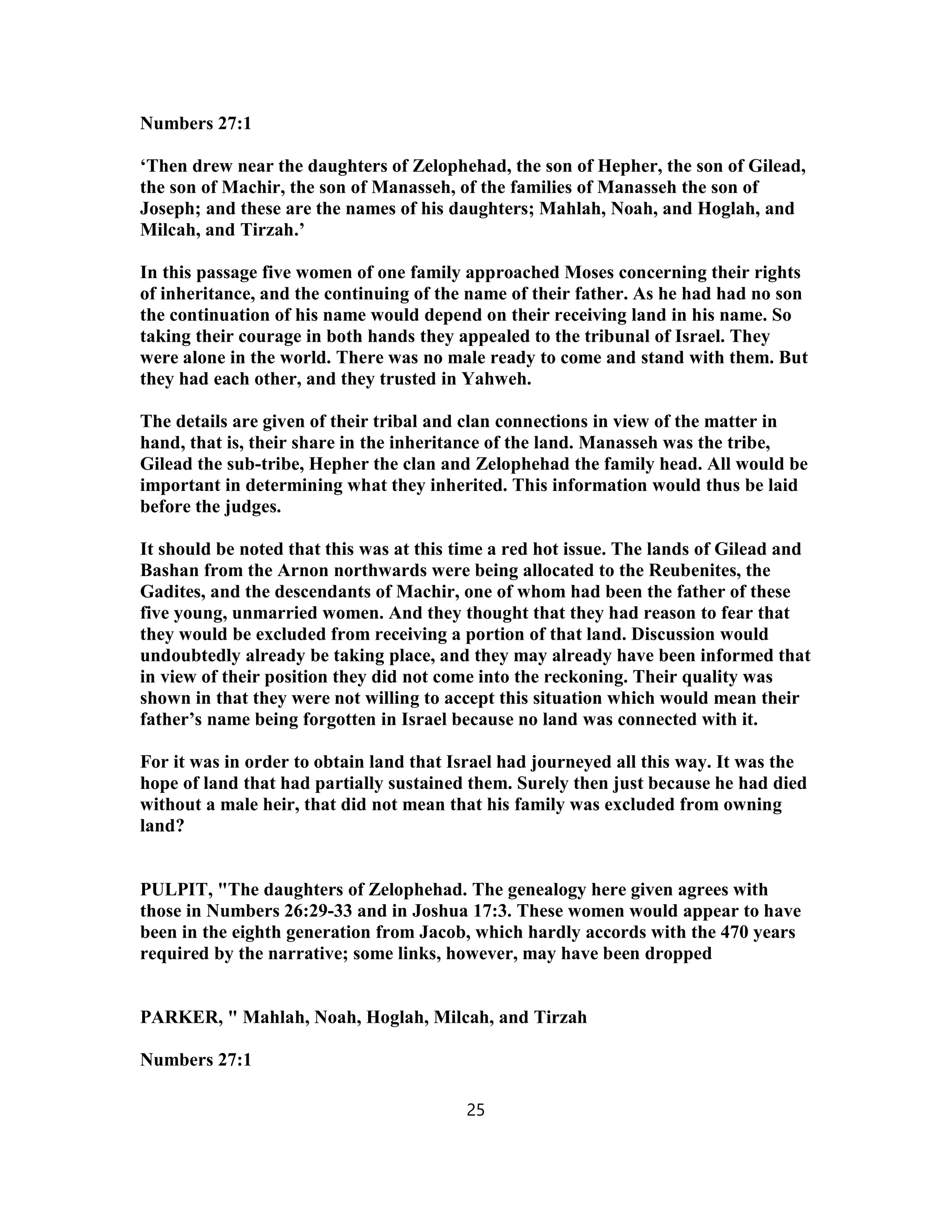 Numbers 27 commentary | PDF