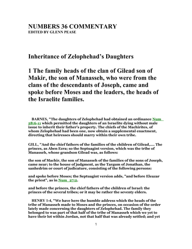 Numbers 36 commentary | PDF