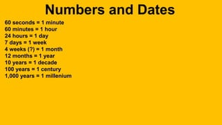 Numbers and dates | PPTX