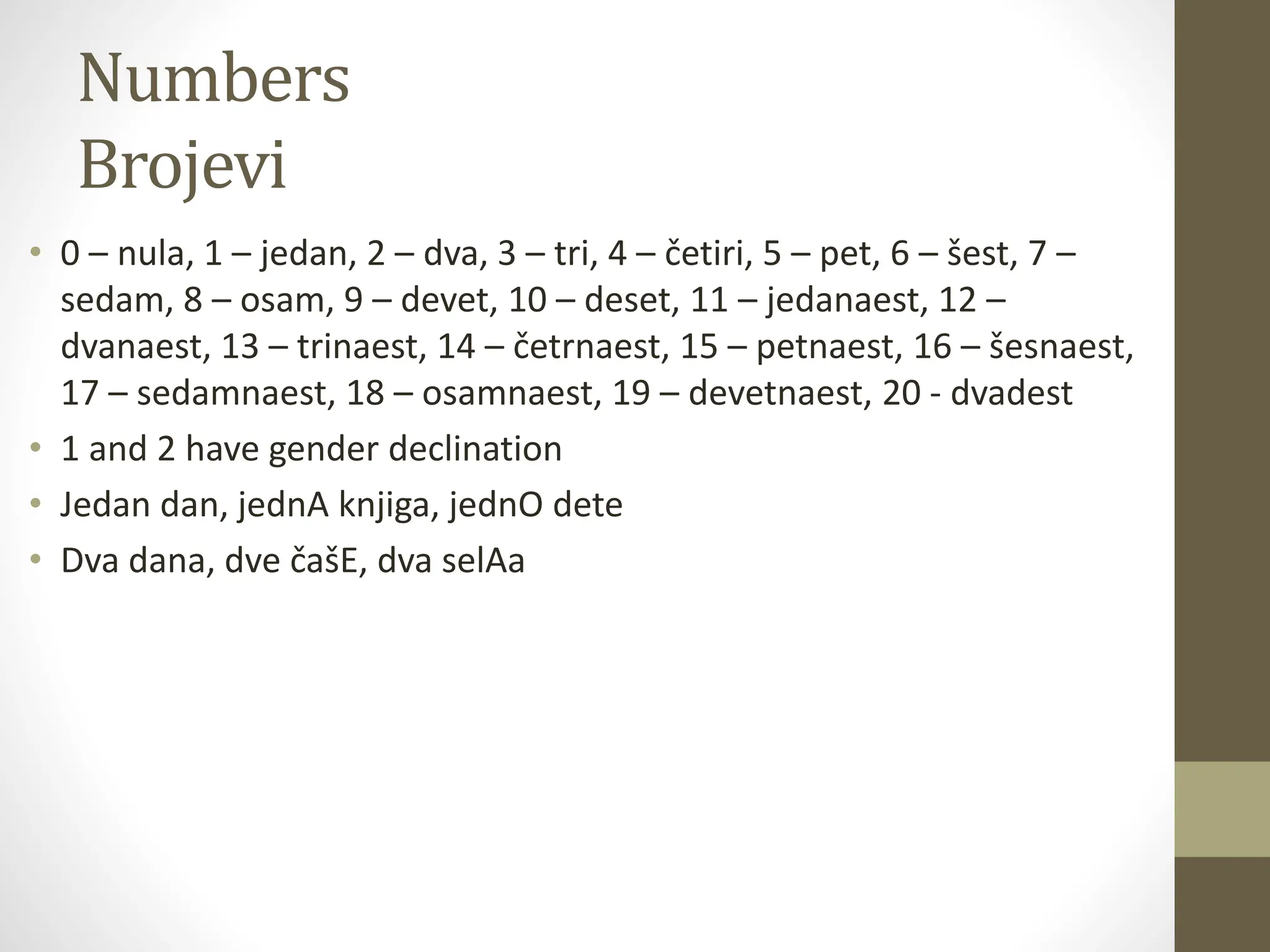 Numbers and plural in the Serbian Language | PPT