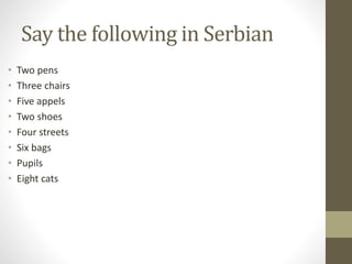 Numbers and plural in the Serbian Language | PPT