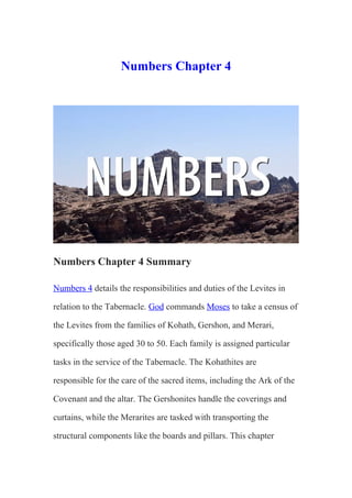 Numbers Chapter 4Numbers 4 details the responsibilities and duties of ...