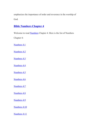 Numbers Chapter 4Numbers 4 details the responsibilities and duties of ...
