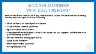 Number sense and number relationships 011118 | PPTX