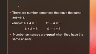 Number sentences and patterns | PPTX