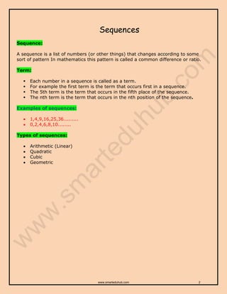 Linear, Quadratic and Cubic sequences | PDF