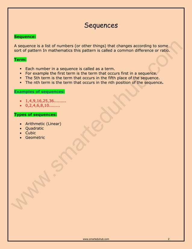 Linear, Quadratic and Cubic sequences | PDF