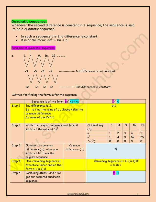 Linear, Quadratic and Cubic sequences | PDF