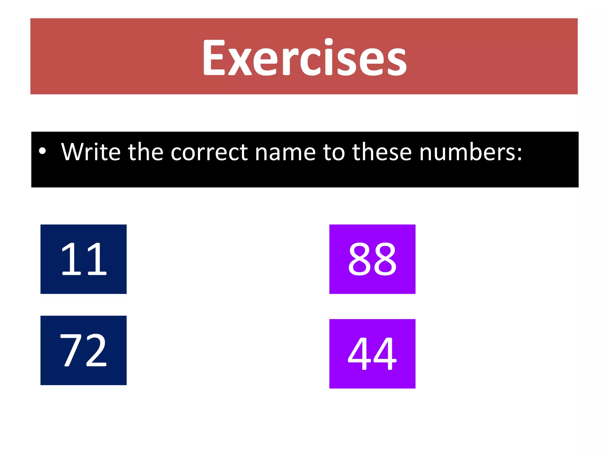 Numbers exercises to 100 | PPTX