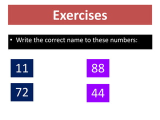Numbers exercises to 100 | PPTX