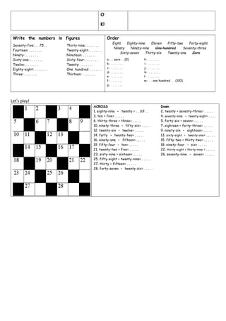 numbers from 1 to 1000 to students from secondary school | DOCX