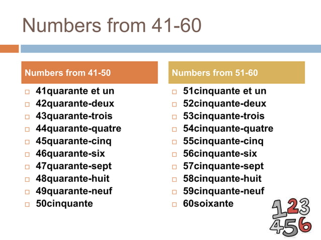 Numbers in french (1) | PPTX