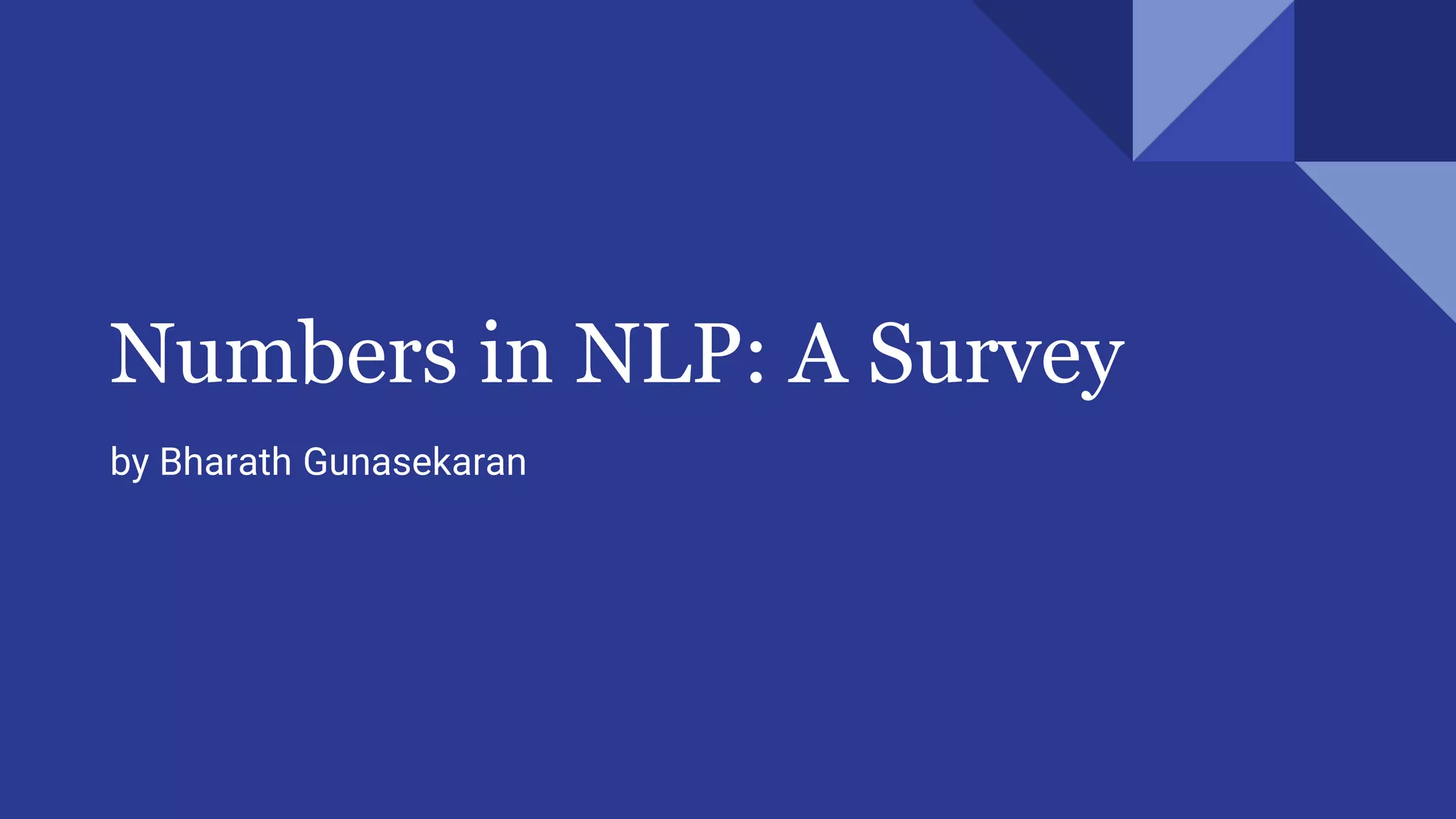 Numbers In NLP: A Survey | PPTX